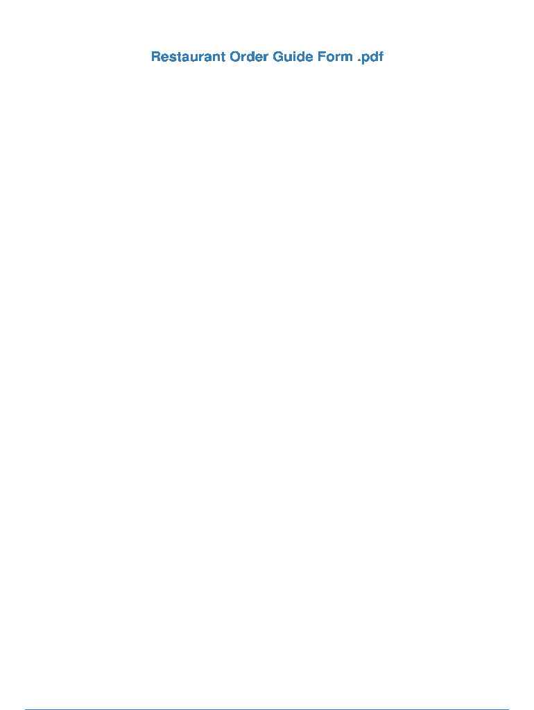 Fillable Online Restaurant Order Guide Form Fax Email Print - pdfFiller