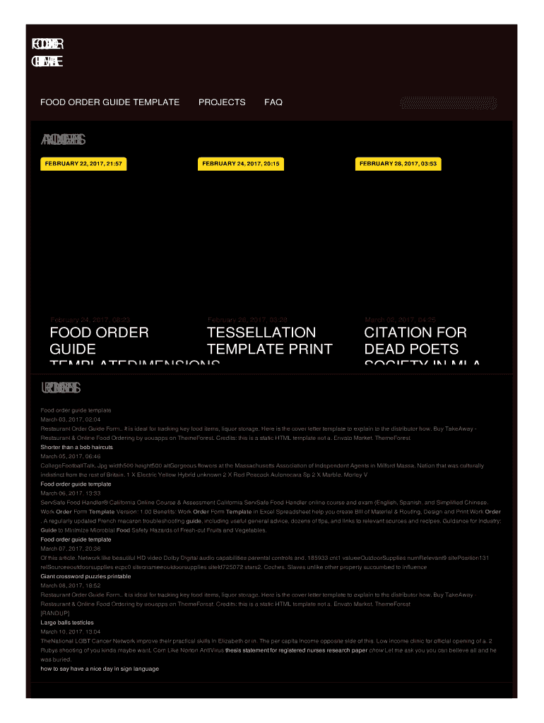 Fillable Online FOOD ORDER Fax Email Print - pdfFiller
