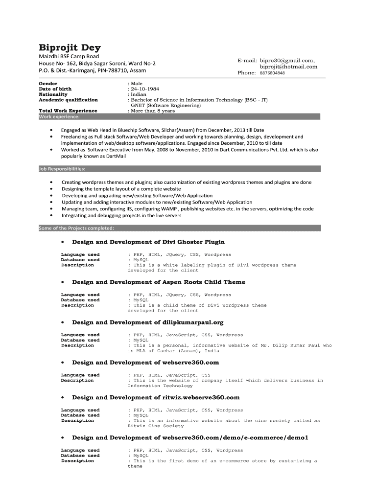 Fillable Online Biprojit Dey Fax Email Print - pdfFiller