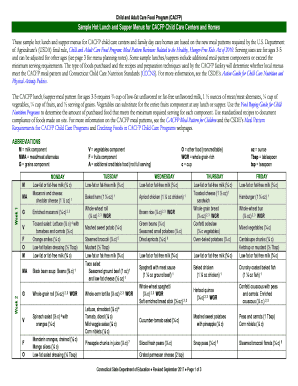 Fillable Online Sample Hot Lunch and Supper Menus for CACFP Child Care ...