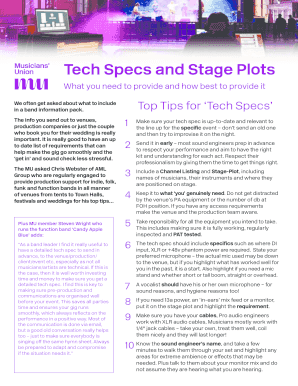 Fillable Online Tech Specs and Stage Plots Fax Email Print - pdfFiller
