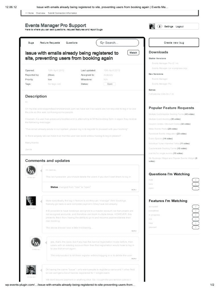 Fillable Online Issue with emails already being registered to site, preventing users from ...