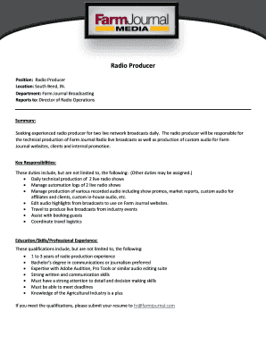 Fillable Online Radio Producer Fax Email Print - pdfFiller