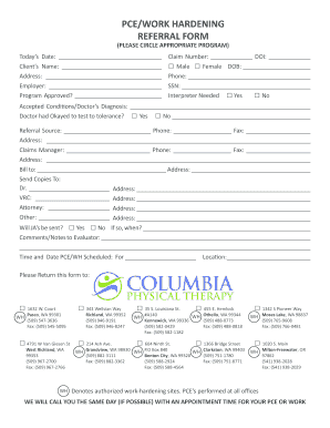 Fillable Online Referral Forms - Columbia Physical Therapy Fax Email ...