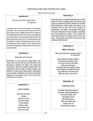 Fillable Online ADDITIONAL PRAYERS FOR PRAYER CARDS Fax Email Print ...