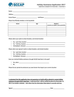 Fillable Online Holiday Assistance Application 2017 Fax Email Print ...