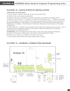 Fillable Online ECLIPSE 16 ADDRESS Quick Guide for Engineer Programming ...