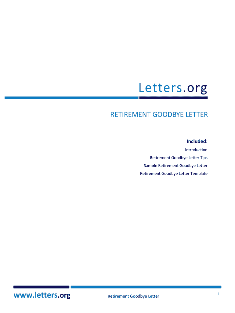 Fillable Online RETIREMENT GOODBYE LETTER Fax Email Print - pdfFiller