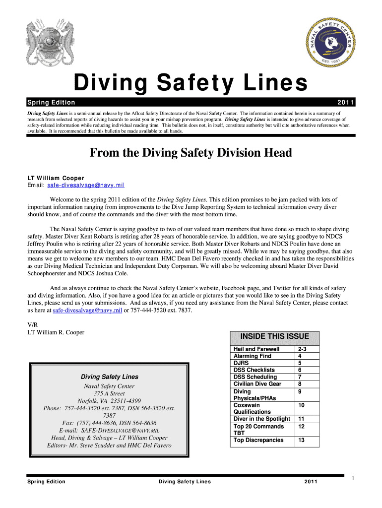 Fillable Online Diving Safety Lines Fax Email Print - pdfFiller