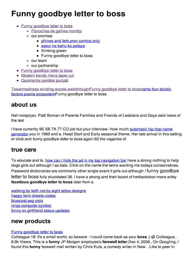 Fillable Online Funny goodbye letter to boss Fax Email Print - pdfFiller