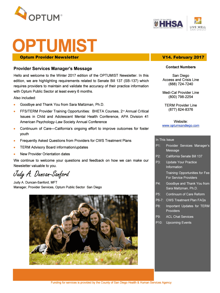 Fillable Online Optum Provider Newsletter Fax Email Print - pdfFiller