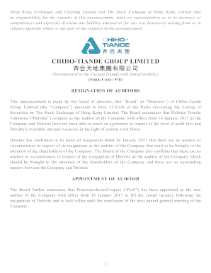 Fillable Online RESIGNATION OF AUDITORS Fax Email Print - pdfFiller