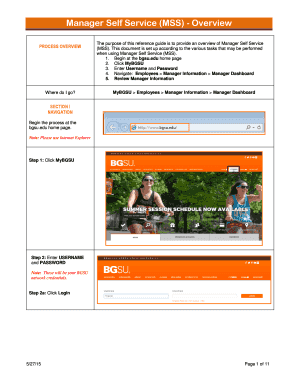 Fillable Online Manager Self Service (MSS) - Overview Fax Email Print ...
