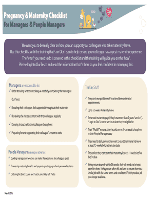 Fillable Online Pregnancy & Maternity Checklist Fax Email Print - pdfFiller