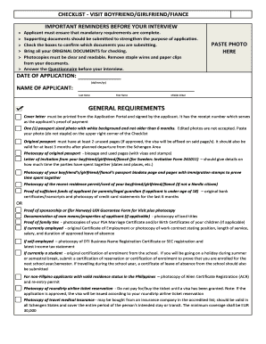 Fillable Online CHECKLIST - VISIT BOYFRIEND/GIRLFRIEND/FIANCE Fax Email ...