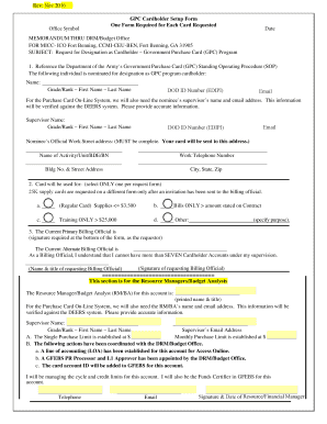 Fillable Online GPC Cardholder Setup Form Fax Email Print - pdfFiller