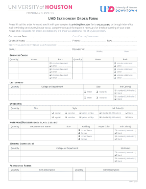 Fillable Online UHD Stationery Order Form Fax Email Print - pdfFiller