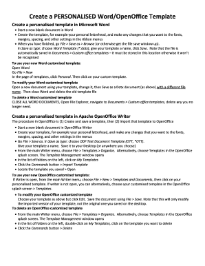 Fillable Online Create a PERSONALISED Word/OpenOffice Template Fax ...