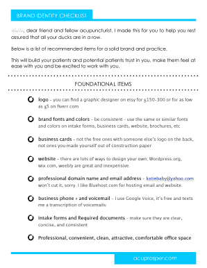 Fillable Online BRAND IDENTITY CHECKLIST Fax Email Print - pdfFiller
