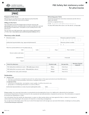 Fillable Online PBS Safety Net stationery order Fax Email Print - pdfFiller