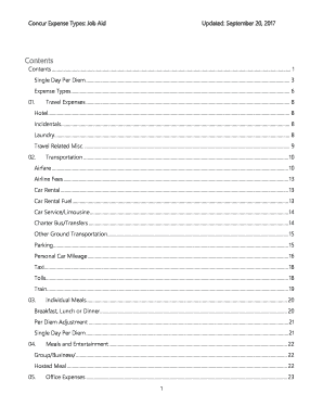 Fillable Online Concur Expense Types: Job Aid Fax Email Print - pdfFiller