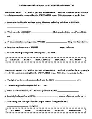 Fillable Online A Christmas Carol Chapter 5 SYNONYMS and ANTONYMS Fax ...