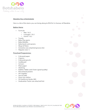 Fillable Online Mandela Day at Botshabelo Fax Email Print - pdfFiller