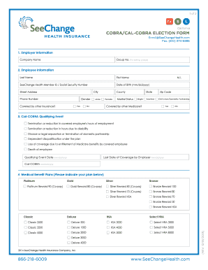 Fillable Online COBRA/CAL-COBRA ELECTION FORM Fax Email Print - pdfFiller