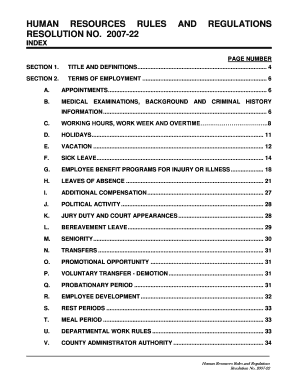 Fillable Online HUMAN RESOURCES RULES Fax Email Print - pdfFiller