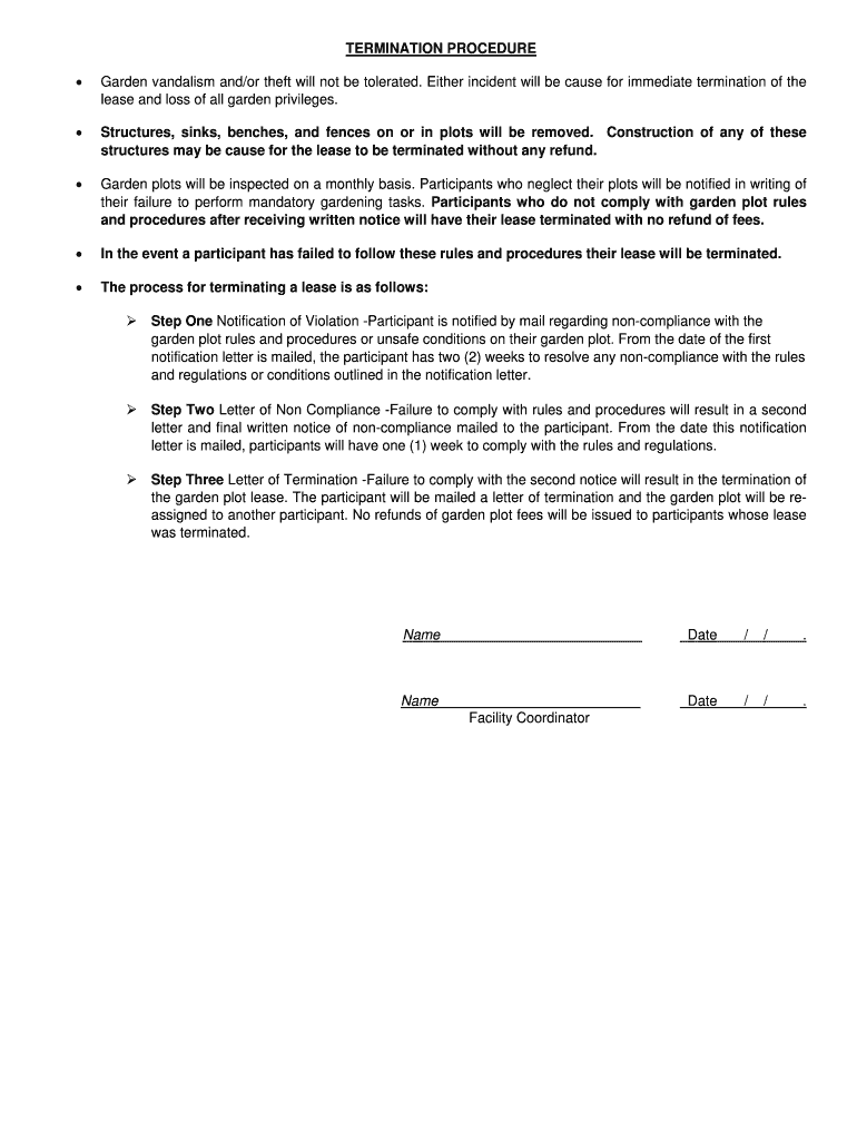 Fillable Online TERMINATION PROCEDURE Fax Email Print - pdfFiller