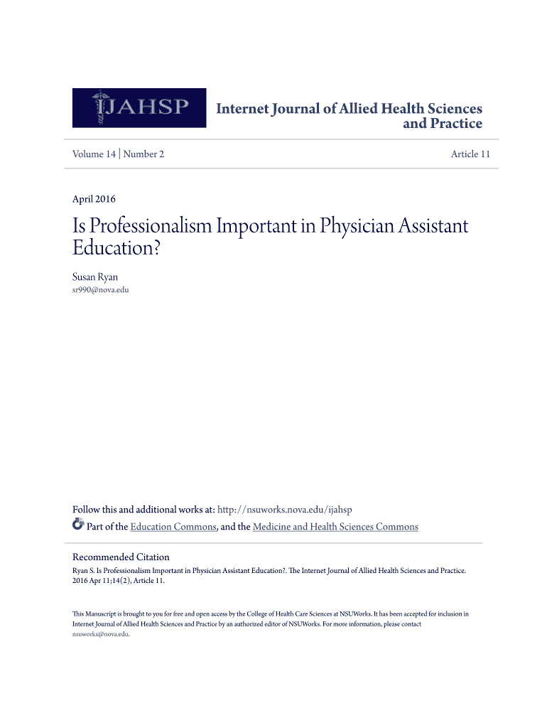Fillable Online Is Professionalism Important in Physician Assistant Fax ...