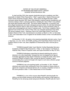 Fillable Online OF SHAREHOLDER DERIVATIVE LAWSUIT Fax Email Print ...