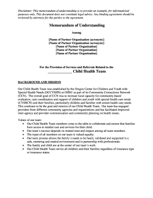 Fillable Online Disclaimer: This memorandum of understanding is to ...