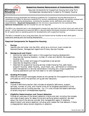 Fillable Online Supportive Housing Memorandum of Understanding (MOU ...