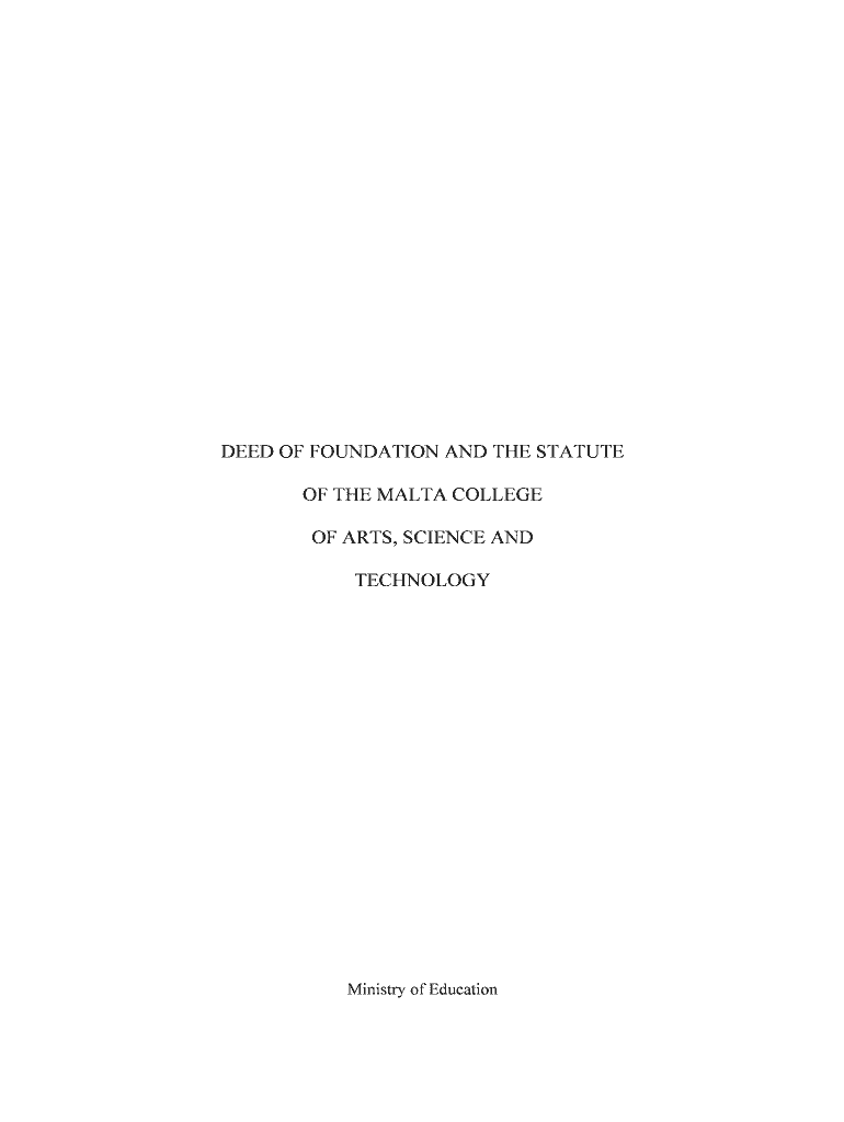 Fillable Online DEED OF FOUNDATION AND THE STATUTE Fax Email Print ...