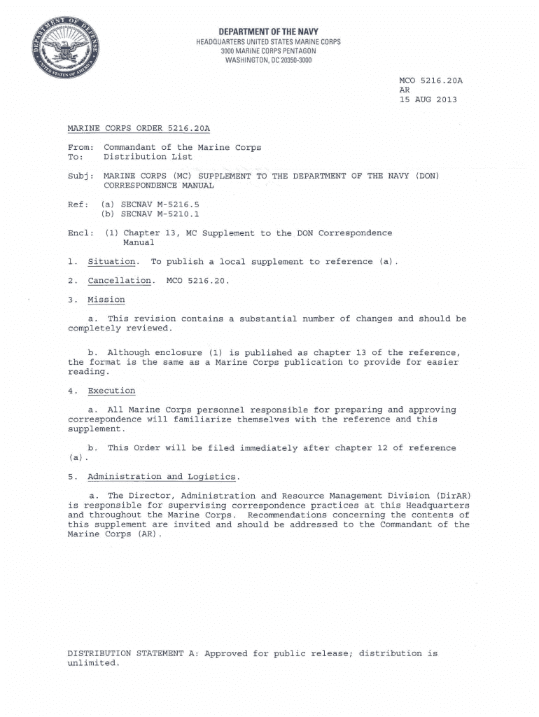Fillable Online MARINE CORPS (MC) SUPPLEMENT TO THE DEPARTMENT OF THE ...