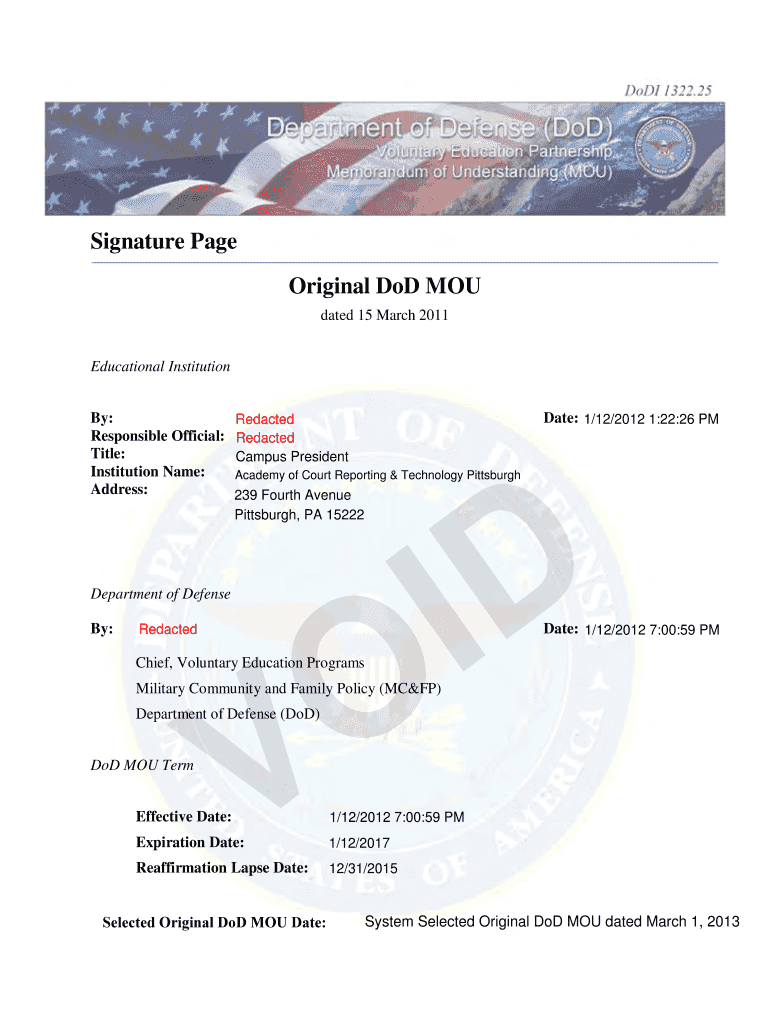 Fillable Online Original DoD MOU Fax Email Print - pdfFiller