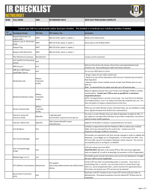 Fillable Online IR CHECKLIST Fax Email Print - pdfFiller