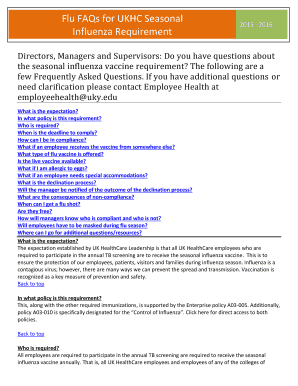 Fillable Online Flu FAQs for UKHC Seasonal Fax Email Print - pdfFiller