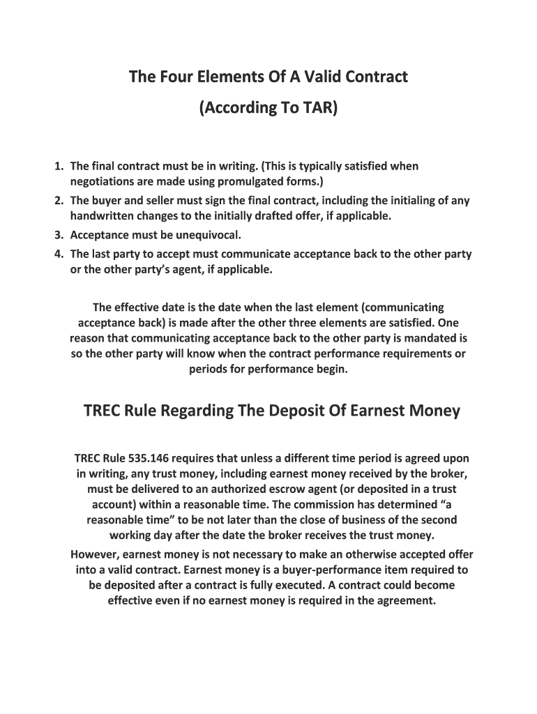 Fillable Online The Four Elements Of A Valid Contract Fax Email Print ...