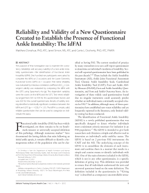 Fillable Online Reliability and Validity of a New Questionnaire Fax ...