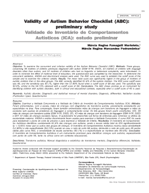 Fillable Online Validity of Autism Behavior Checklist (ABC): Fax Email ...