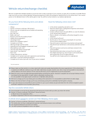 Fillable Online Vehicle return/exchange checklist Fax Email Print ...