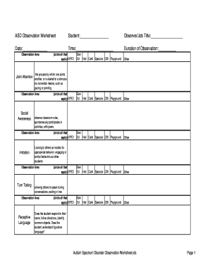 Fillable Online ASD Observation Worksheet Fax Email Print - pdfFiller