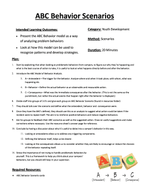 Fillable Online ABC Behavior Scenarios Fax Email Print - pdfFiller
