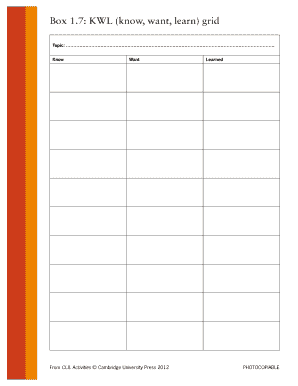Fillable Online 7: KWL (know, want, learn) grid Fax Email Print - pdfFiller