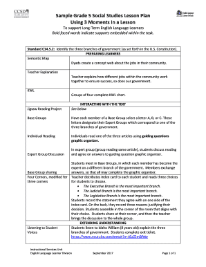 Fillable Online Sample Grade 5 Social Studies Lesson Plan Fax Email ...