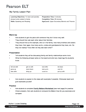 Fillable Online My Family Lesson Plan Fax Email Print - pdfFiller