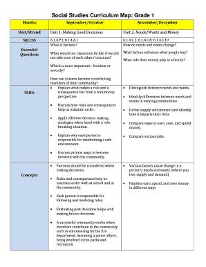 Fillable Online Social Studies Curriculum Map: Grade 1 Fax Email Print ...
