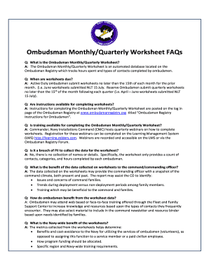 Fillable Online Ombudsman Monthly/Quarterly Worksheet FAQs Fax Email ...